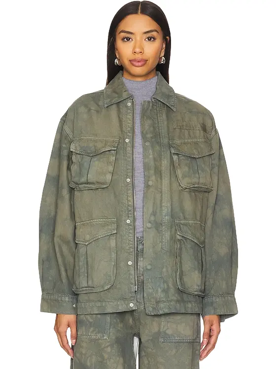 GRLFRND Kaia Oversized Drawstring Jacket - Eucalyptus