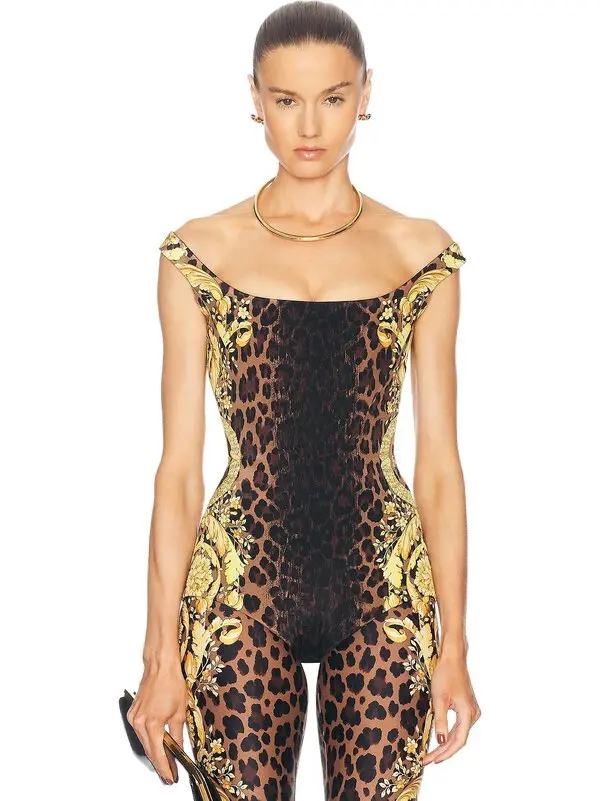 Versace Wild Barocco Bodysuit - Chestnut & Gold