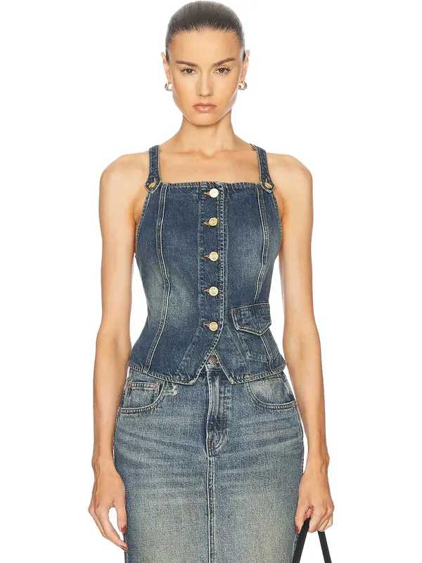 GANNI Denim Tank Top - Mid Blue Vintage
