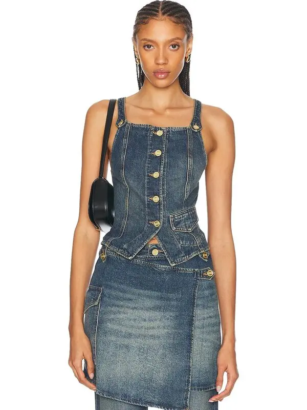 GANNI Denim Tank Top - Mid Blue Vintage