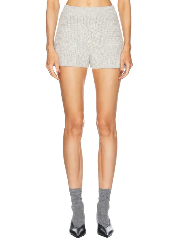 AEXAE Cashmere Blend Cable Knit Shorts - Grey