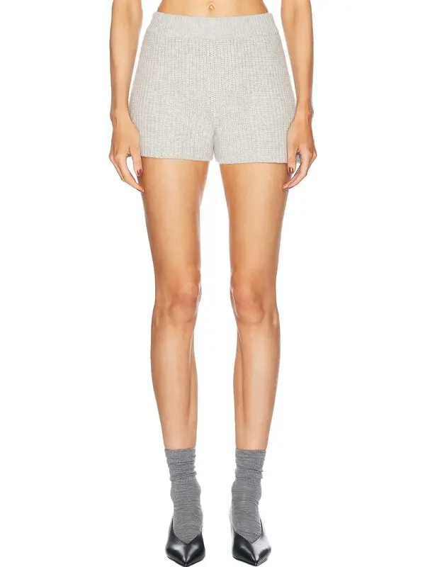 AEXAE Cashmere Blend Cable Knit Shorts - Grey