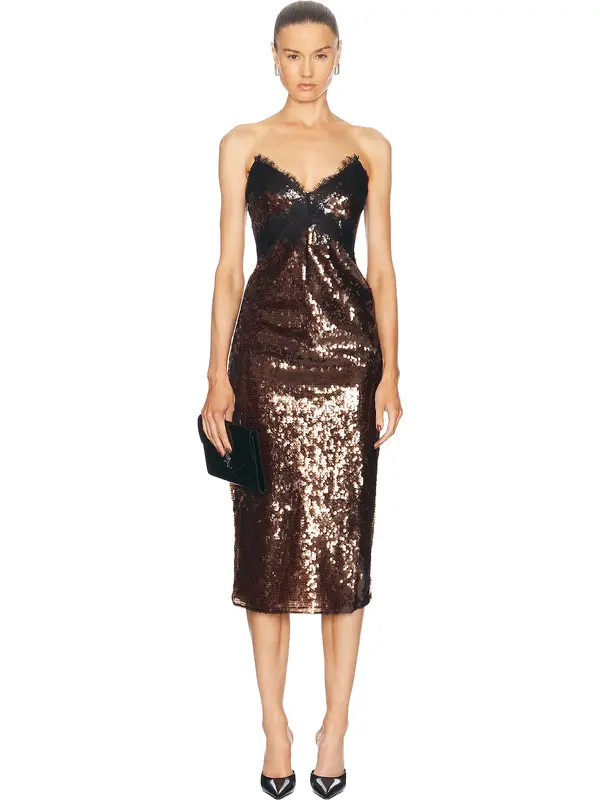 Retrofete Ellen Sequin Dress - Deep Brown