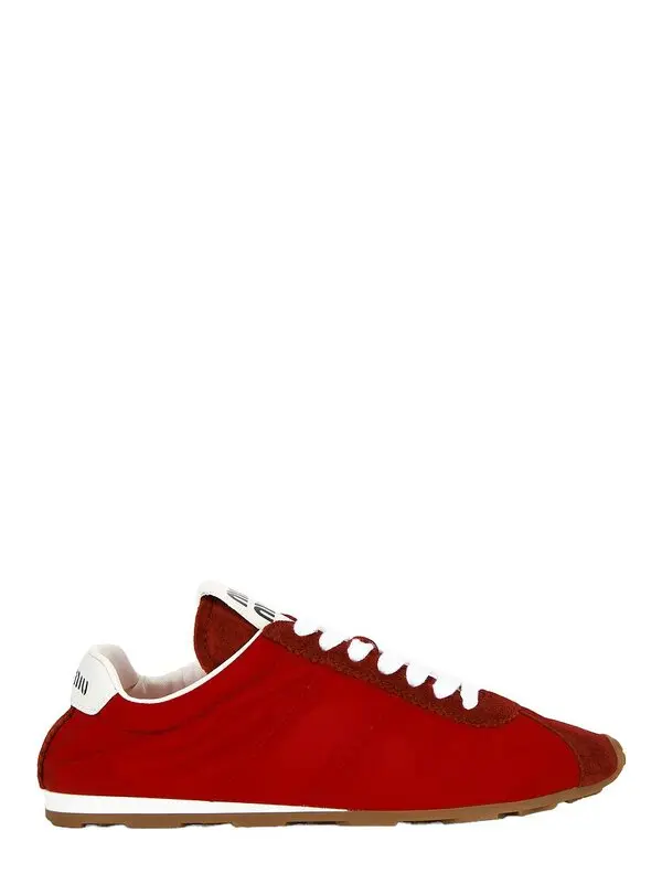 Miu Miu Suede Lace-up Sneakers - Rosso