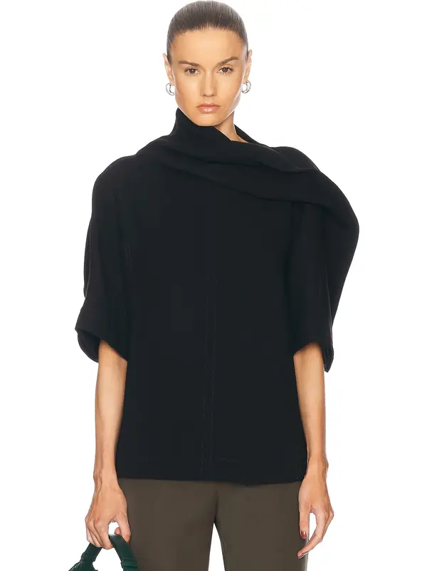 Bottega Veneta Draped Neck Top - Black