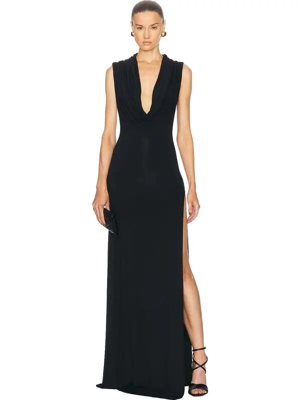 SID NEIGUM Back Cutout Cowl Dress - Black