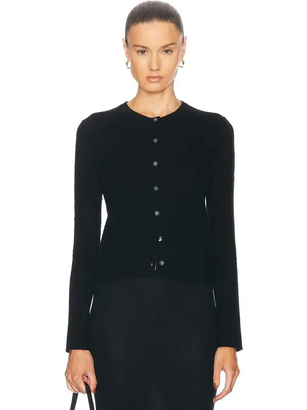 Guest In Residence Jane Pointelle Cashmere Cardigan - Black