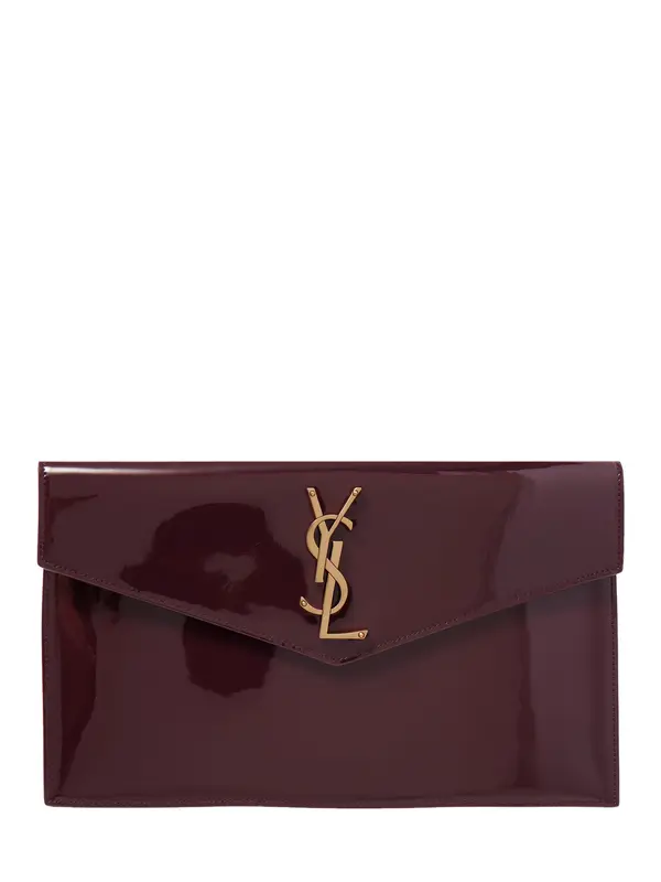 Saint Laurent Uptown Patent-leather Pouch - Burgundy
