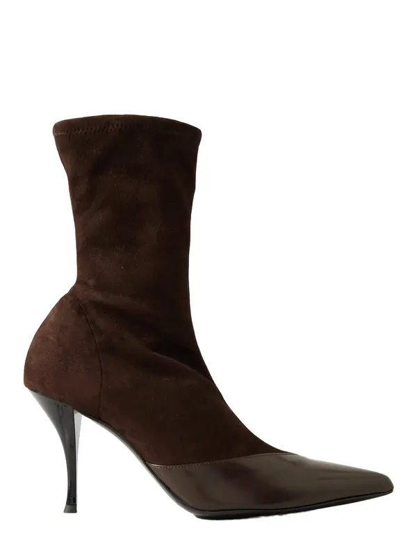 NEOUS Vega Leather-trimmed Suede Ankle Boots - Brown