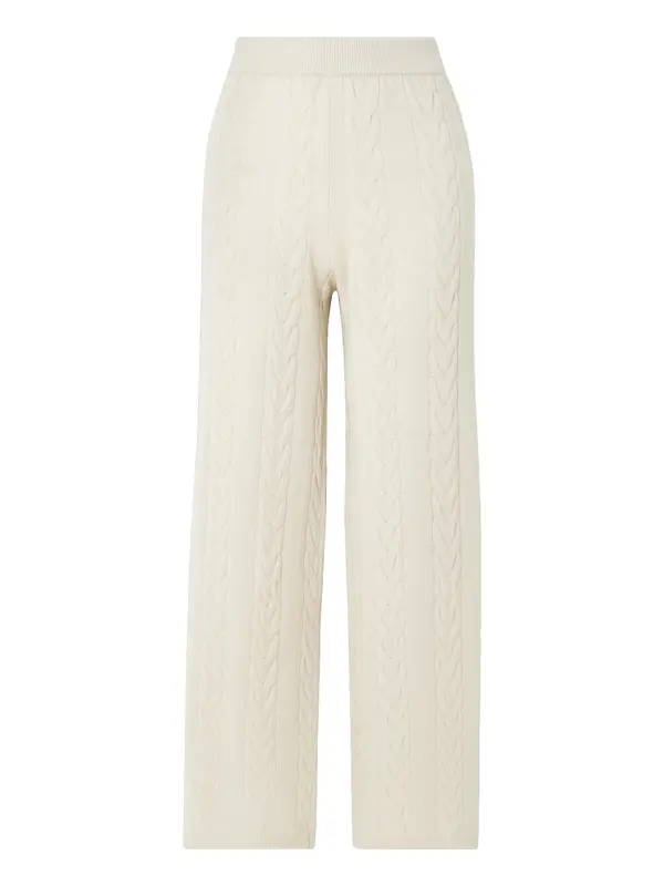 LISA YANG Dagny Cable-knit Cashmere Track Pants - Cream