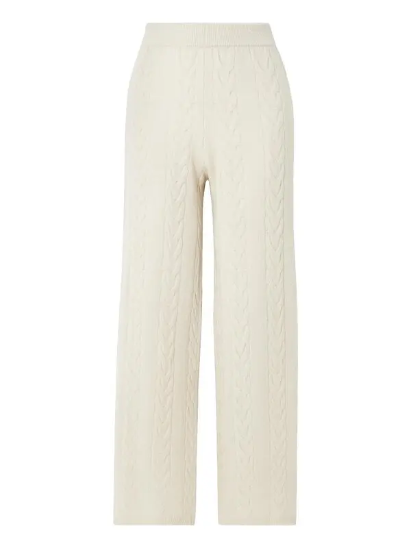 LISA YANG Dagny Cable-knit Cashmere Track Pants - Neutrals