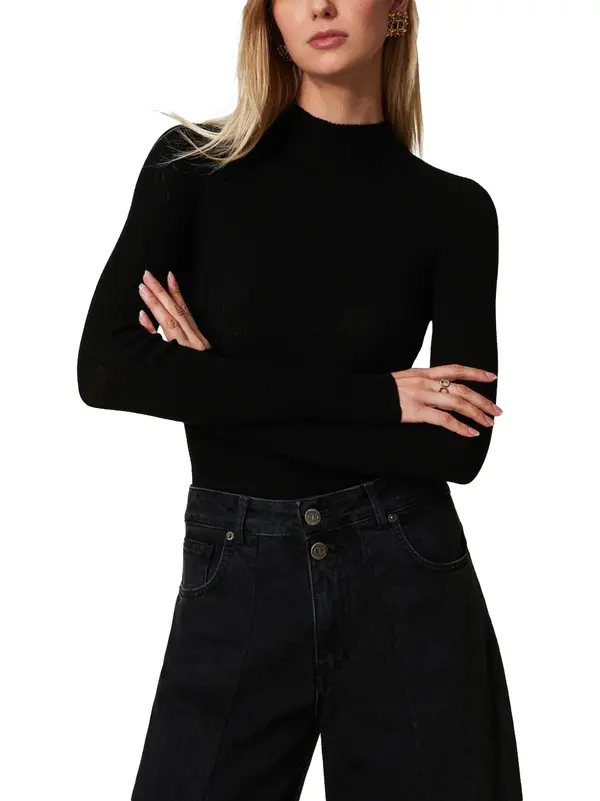 TWINSET High-neck Seamless Sweater - Black