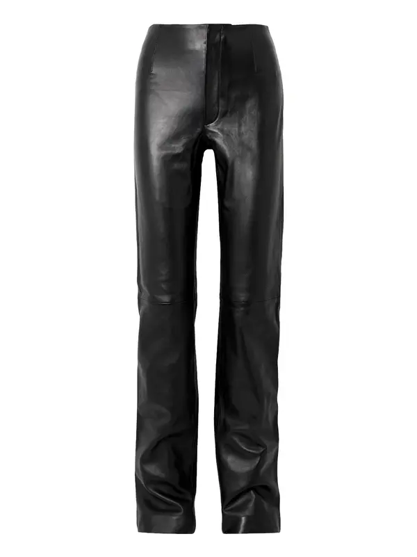 THE FRANKIE SHOP Ziggy Darted Leather Straight-leg Trousers - Black