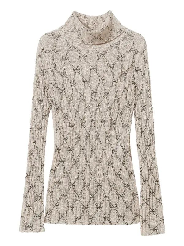 TWINSET Roll-neck Printed Sweater - Neutrals