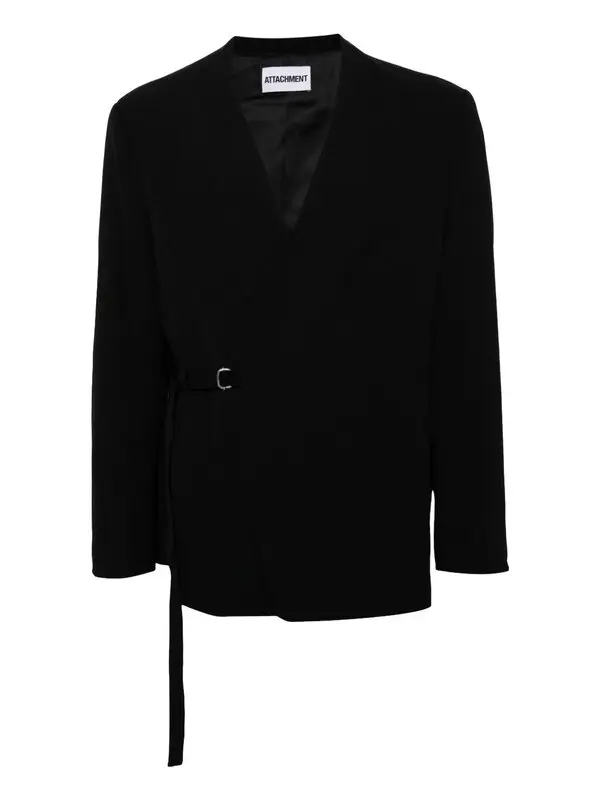 Attachment V-neck Wool Blazer - Black