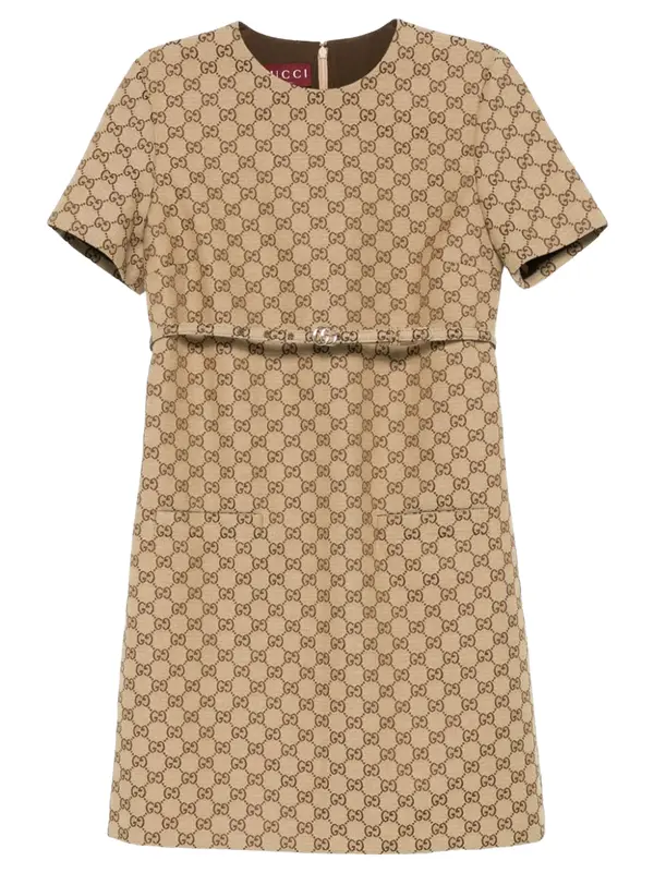 Gucci Gg Supreme Mini Dress - Brown