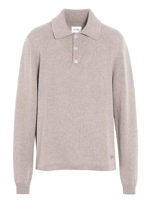 BARRIE B Label Cashmere Polo Shirt - Neutrals