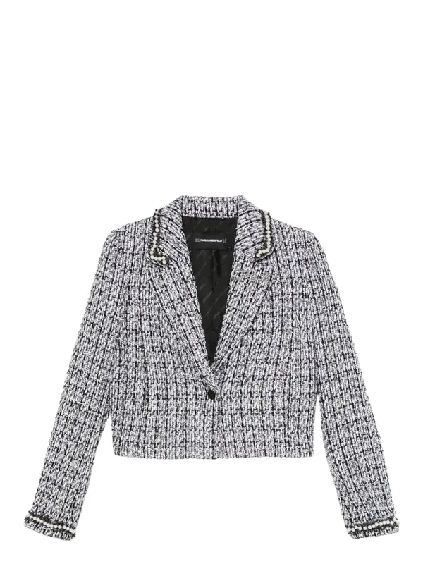 Karl Lagerfeld Faux Pearl-embellished Bouclé Jacket - Black