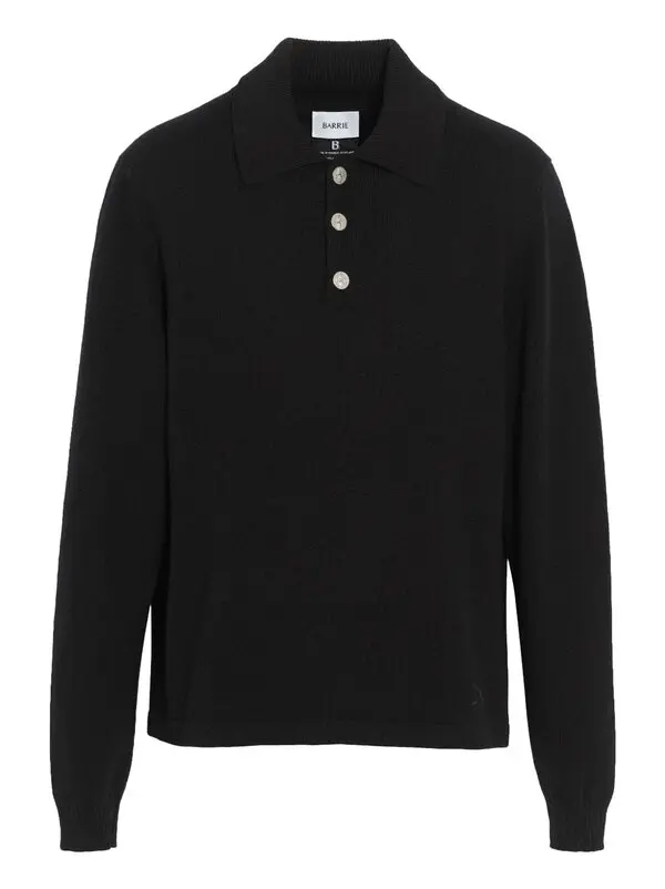 BARRIE B Label Cashmere Polo Shirt - Black