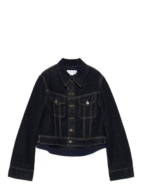 Victoria Beckham Cropped Denim Jacket - Blue