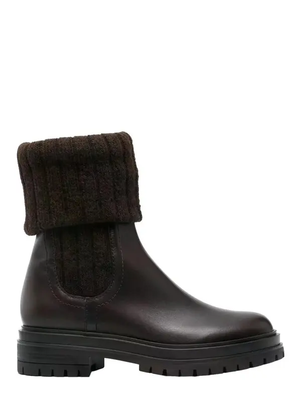 GIANVITO ROSSI Tenney Ribbed-knit Chelsea Boots - Brown
