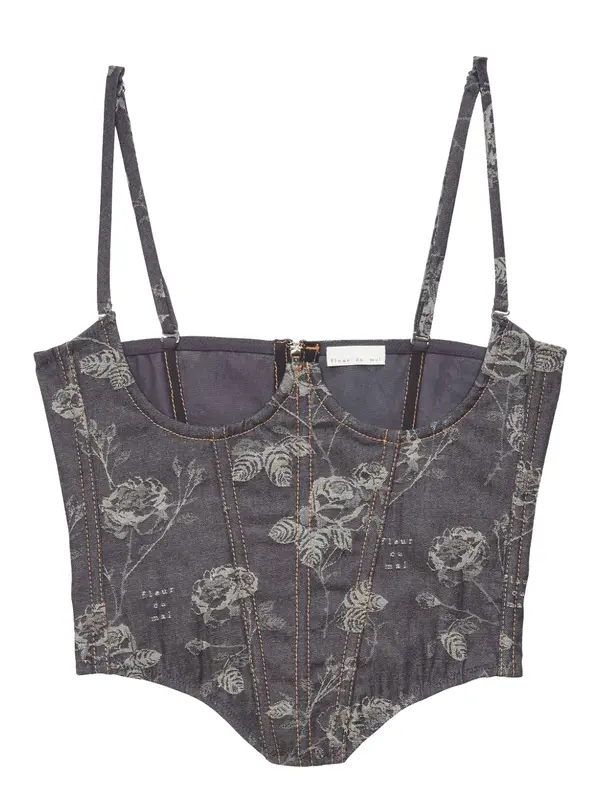 Fleur Du Mal No Cup Jacquard Bustier - Blue