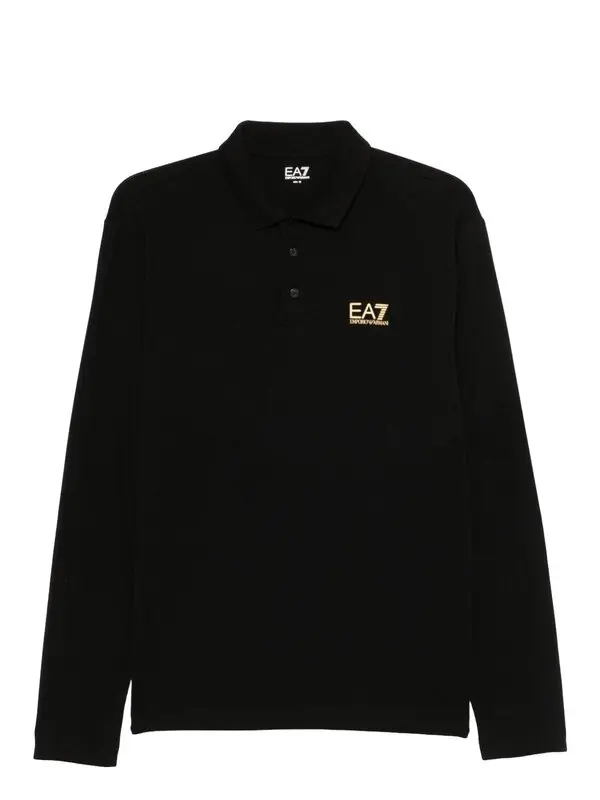 EA7 Rubberised-logo Polo Shirt - Black