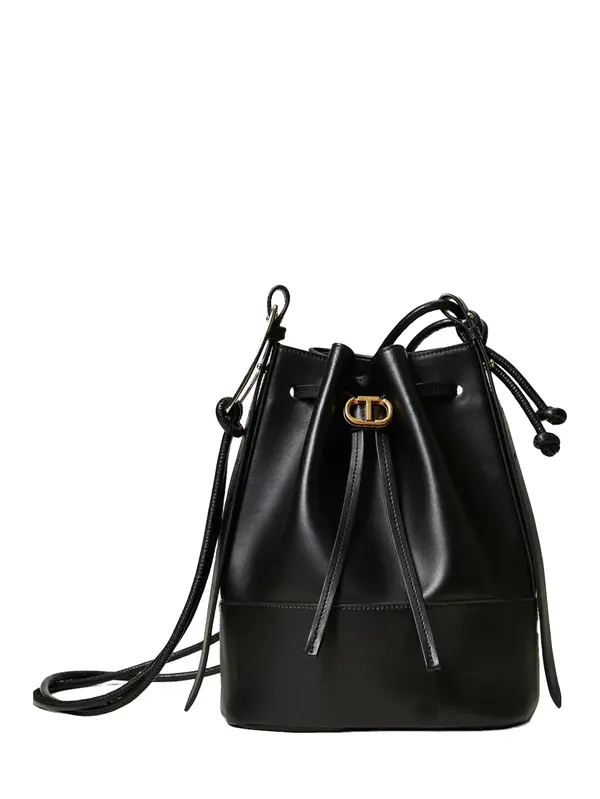TWINSET Jane Leather Bucket Bag - Black