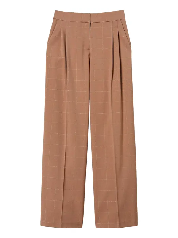 TWINSET Check Pattern Palazzo Trousers - Neutrals