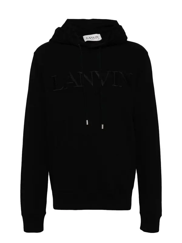 LANVIN Logo-embroidered Hoodie - Black