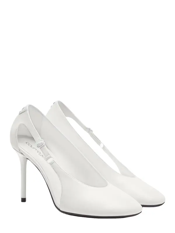 COURREGES 100mm Oblique Leather Pumps - White