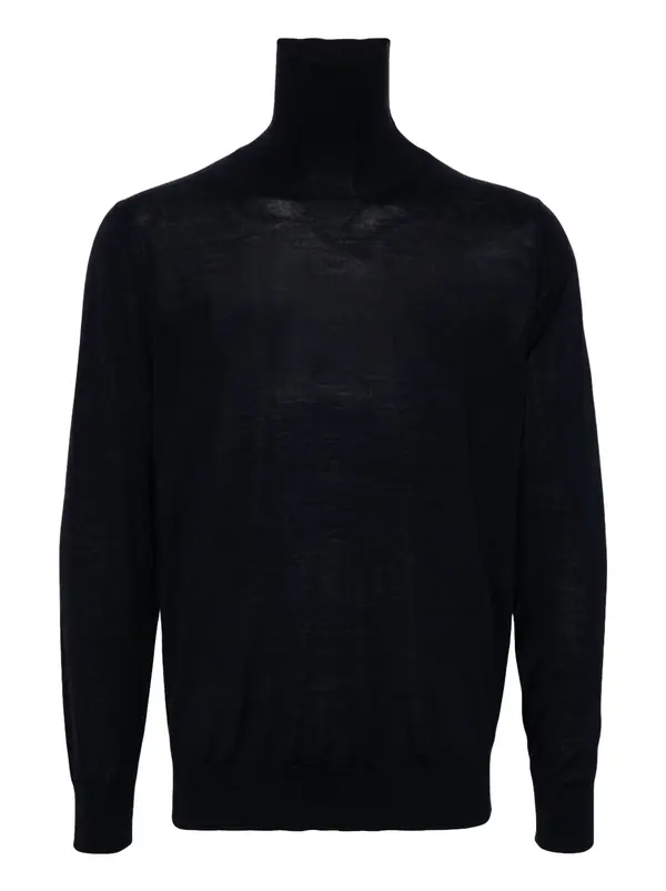 Caruso Roll-neck Jumper - Blue
