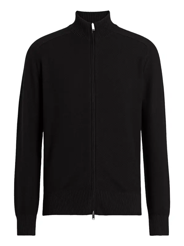 Zegna Cashseta Zip-up Cardigan - Black