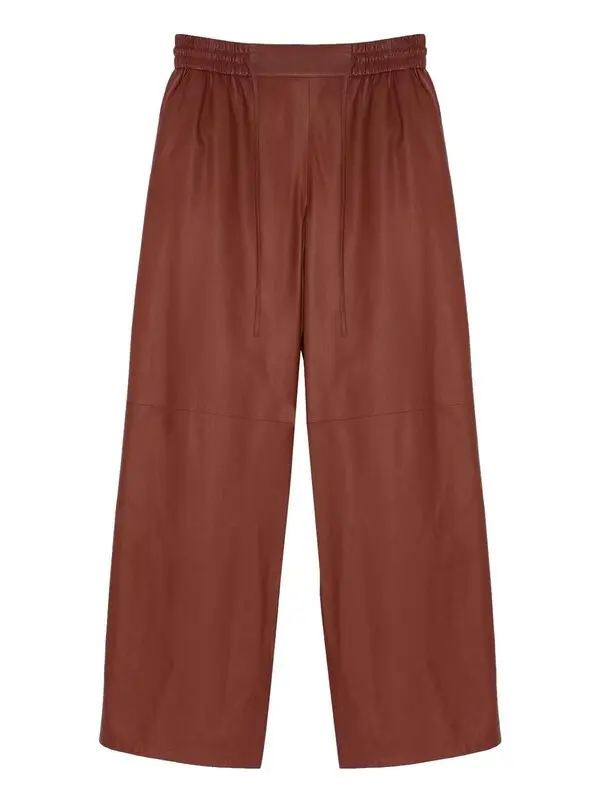 YVES SALOMON Leather Wide-leg Trousers - Brown