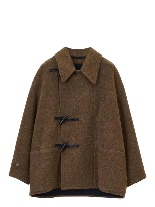 LEMAIRE Belted Felted Duffle Jacket - Brown