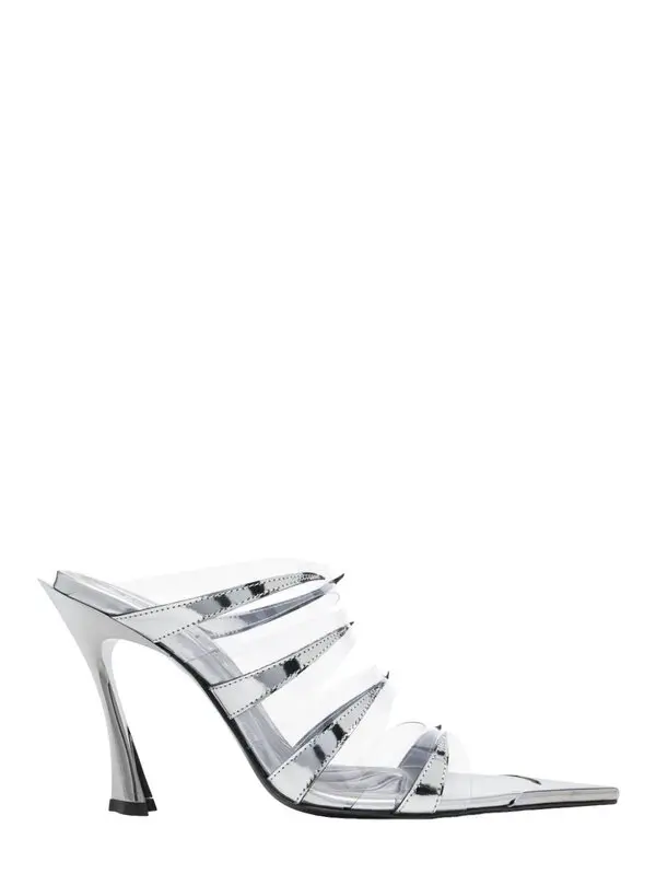 MUGLER 90mm Chrome Leather Fang Sandals - Silver