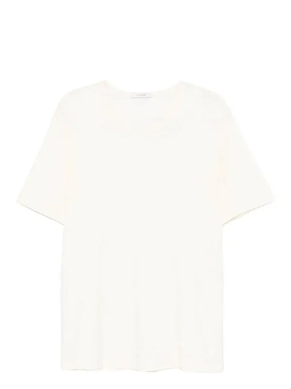 LEMAIRE Ribbed U-neck T-shirt - Neutrals
