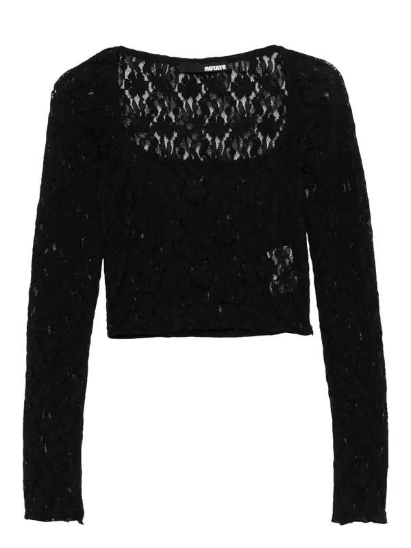 ROTATE BY BIRGER CHRISTENSEN Lace Long-sleeve Top - Black