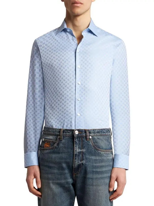 Etro Jacquard Cotton Shirt - Blue