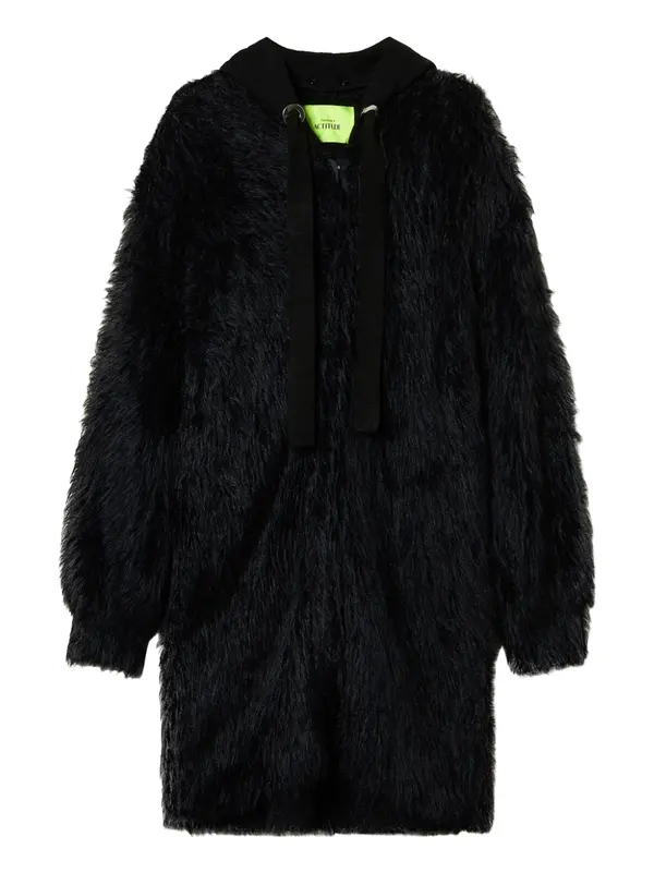 TWINSET Myfo Hooded Knit Coat - Black