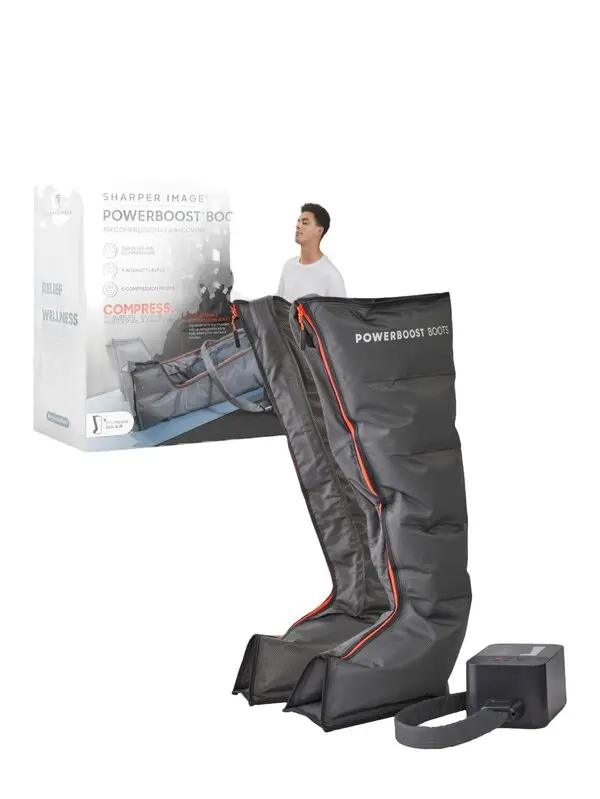 SHARPER IMAGE Powerboost Boots Air Compression Leg Massager - Grey