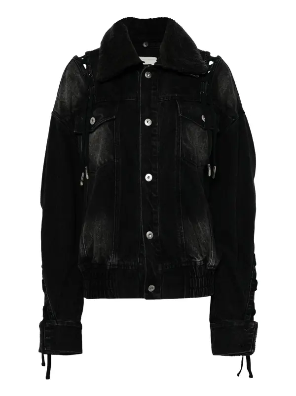 FENG CHEN WANG Deconstructed Denim Jacket - Black
