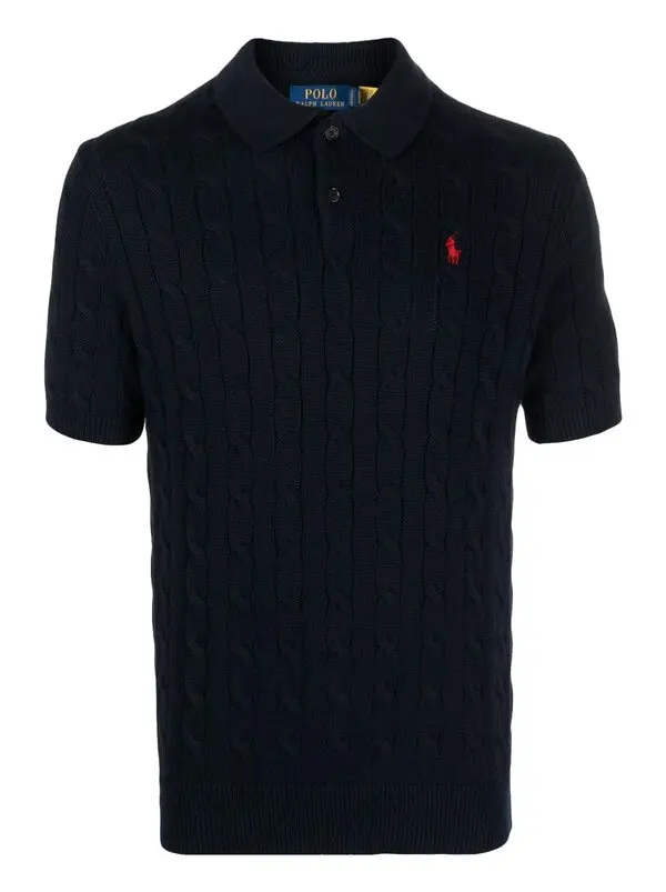 Polo Ralph Lauren Polo Pony Cable-knit Polo Shirt - Blue