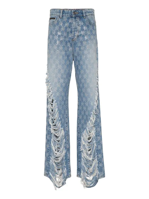 Philipp Plein Monogram Strass Jeans - Blue
