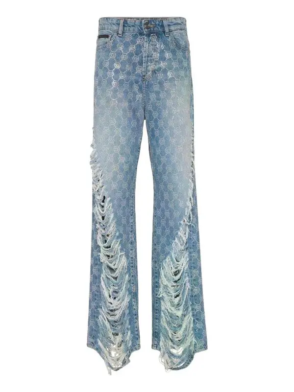 Philipp Plein Monogram Strass Jeans - Blue