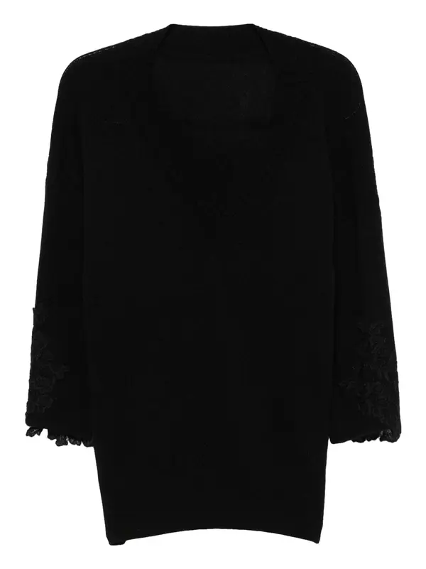 Ermanno Scervino Floral Lace-appliqué Top - Black