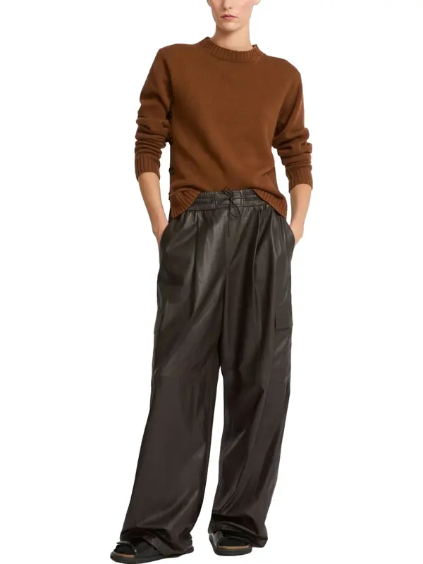 YVES SALOMON Nubuck Leather Trousers - Brown