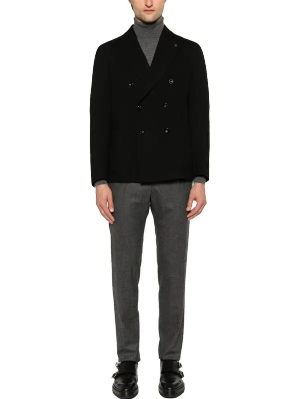 Tagliatore Virgin Wool Double-breasted Blazer - Black