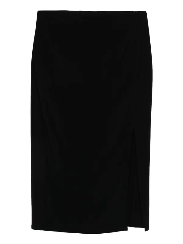 JADE CROPPER Draped Midi Skirt - Black