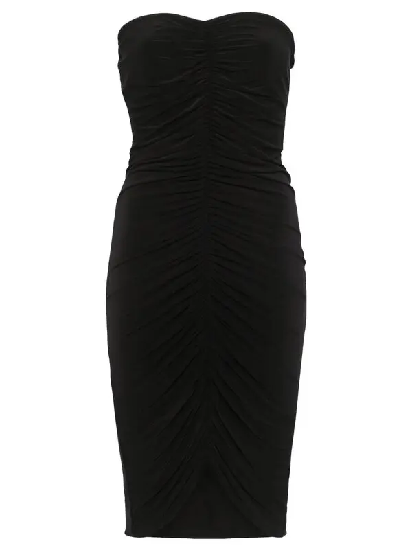 Norma Kamali Strapless Shirred Knee-length Dress - Black